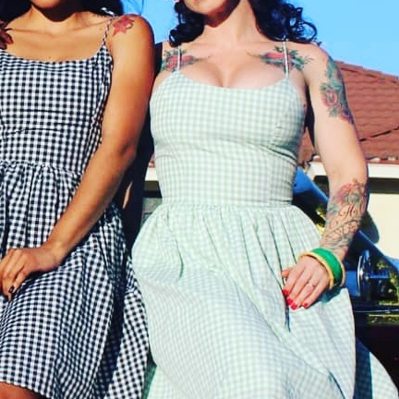 Ruby Dooby Clothing | Dresses | Retro Rockabilly Sage Gingham Dress With Pockets | Poshmark
